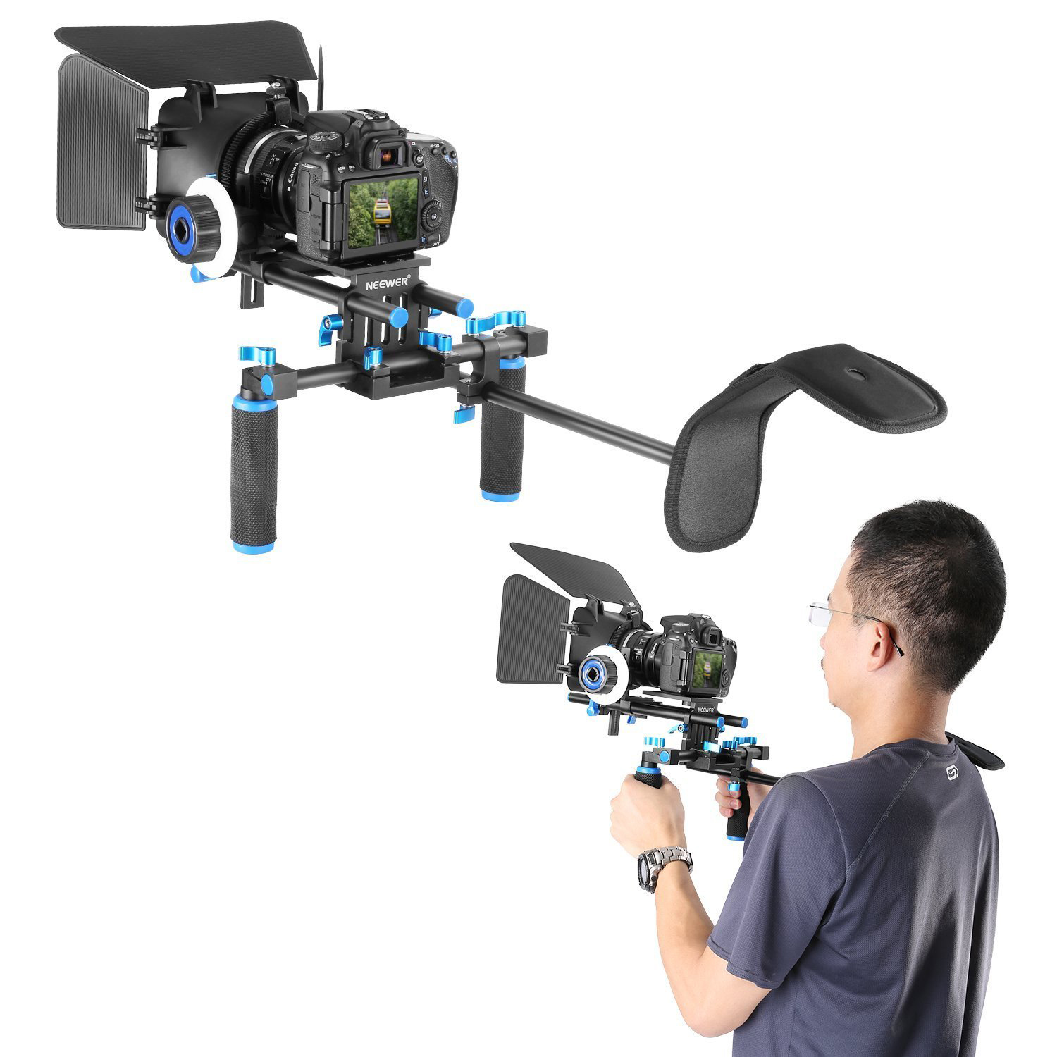 Neewer DSLR Rig Kit Shoulder Mount Rig with Follow Focus and Matte Box ...