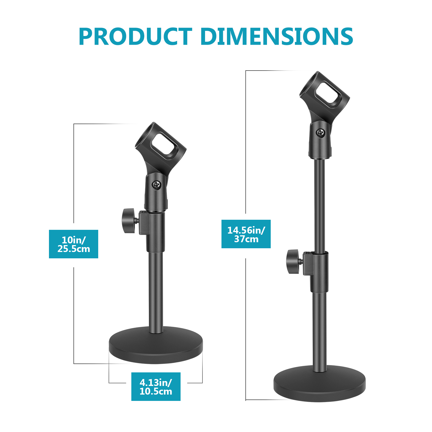 Neewer 8" Black Iron Base Desk Microphone Stand Mic Table Mount Holder ...
