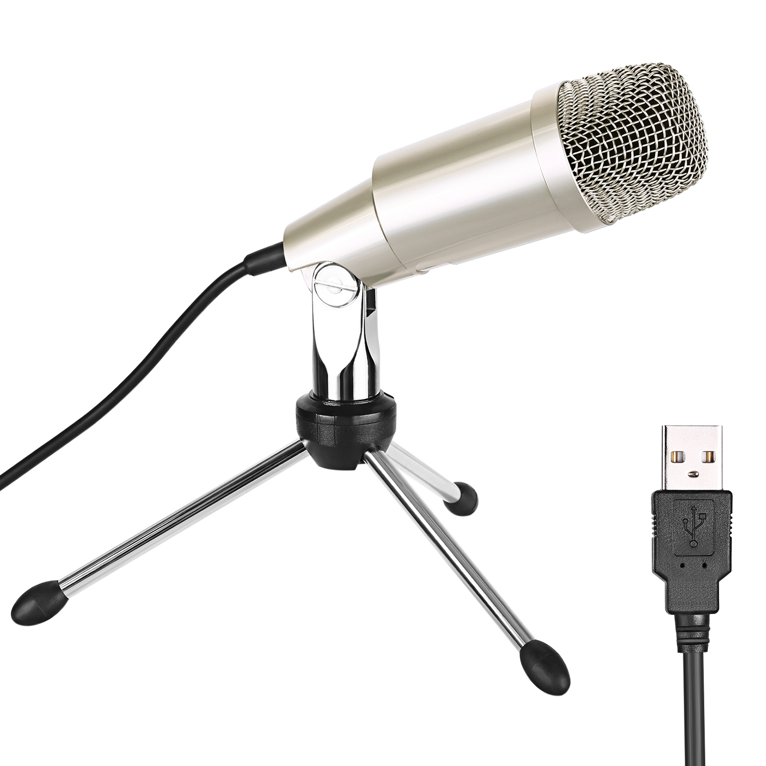 Neewer Desktop USB Microphone w/ Metal Stand, Plug-and-Play for Sound ...