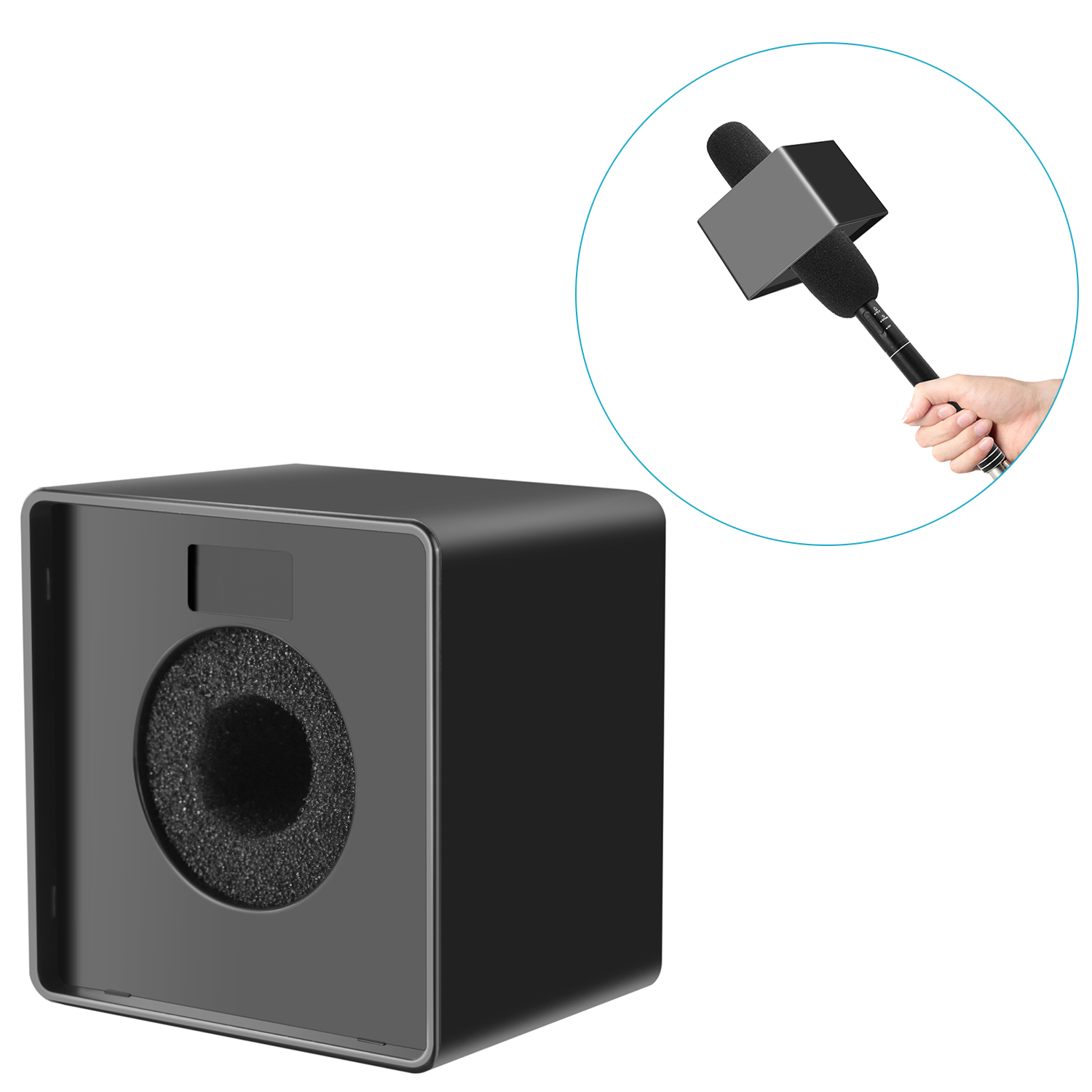 Neewer Black Portable Square Cube Shaped Interview Microphone Flag ...